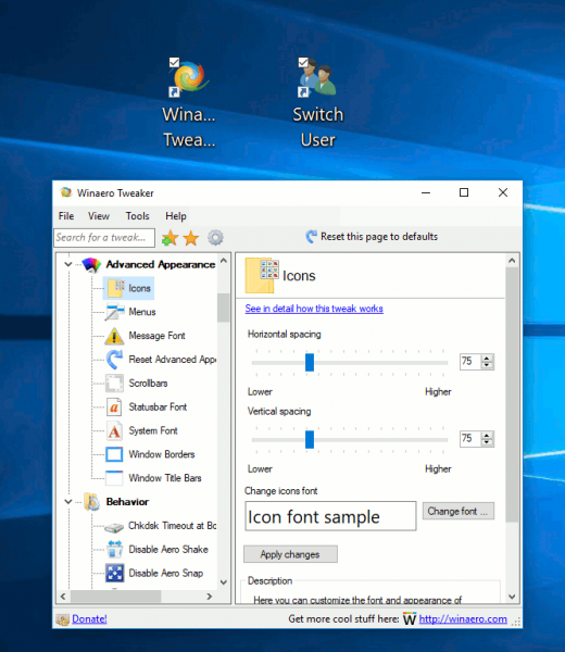 Change Icon Text Size In Windows 10 Creators Update Winaero