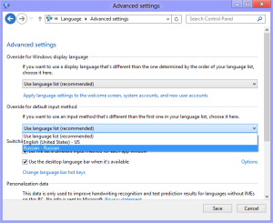 Configuring language settings in Windows 8