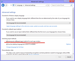 Configuring language settings in Windows 8
