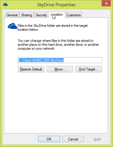 How to change the location of SkyDrive files in Windows 8.1