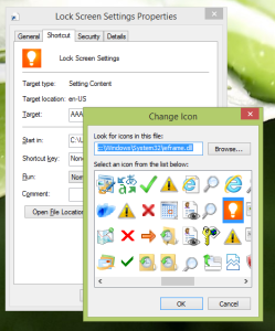 How to create a shortcut to open Lock Screen settings in Windows 8.1
