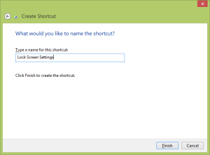 How to create a shortcut to open Lock Screen settings in Windows 8.1