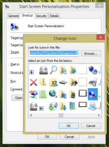 Open the Start Screen personalization with a single click