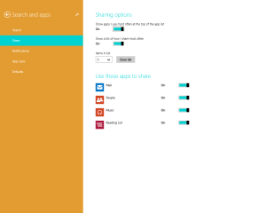 How to create a shortcut for Share preferences in Windows 8.1
