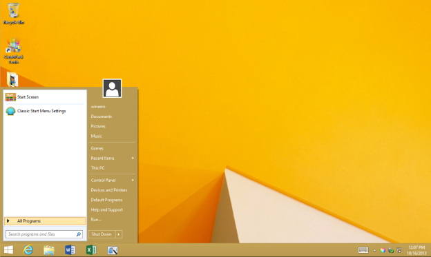Get the best looking Start Menu for Classic Shell 4+ with Winaero Skin 2.0