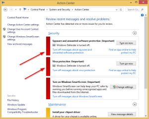 How to disable or enable Windows Defender in Windows 8.1