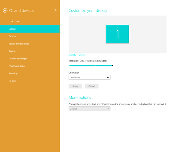 Display settings in Windows 8.1 - create a shortcut