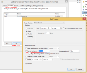 How to change the Windows Defender update frequency