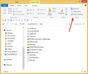 How to invert selection in File Explorer of Windows 8.1