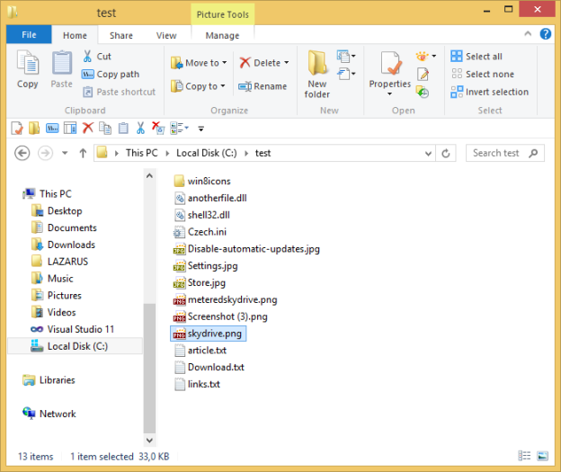 How to invert selection in File Explorer of Windows 8.1