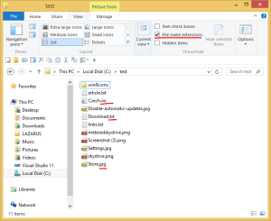 How to show or hide file extensions in Windows 8.1