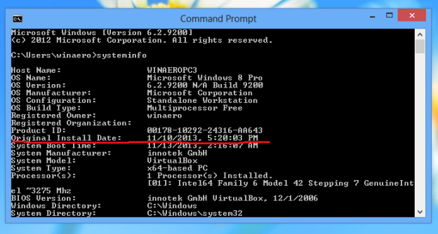 How to get Windows 8.1 installation date