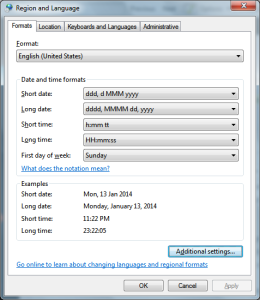 Customize the taskbar date and time formats in Windows 8 and Windows 7