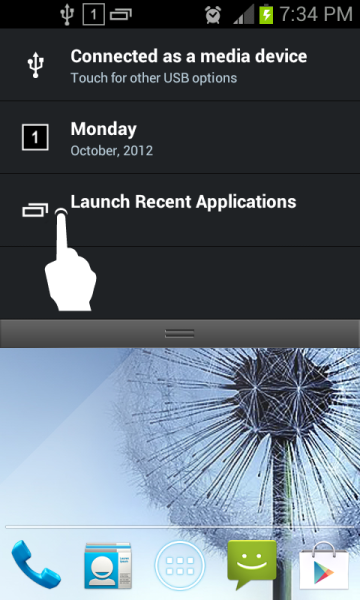 Access Android running (recent) apps list via notification area and ...