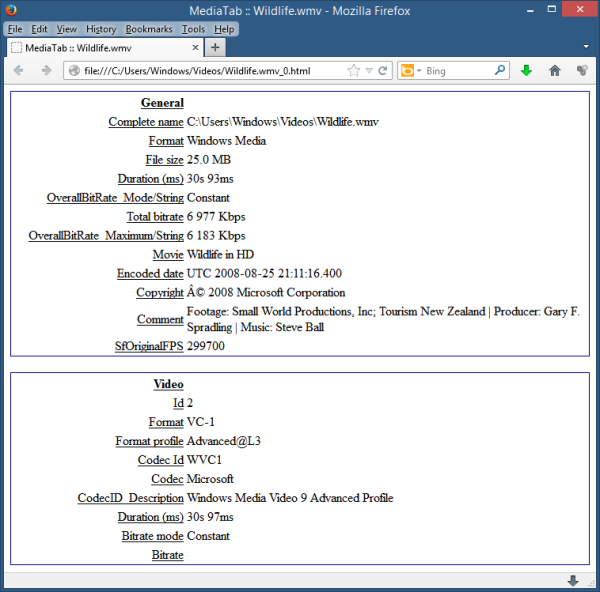 See detailed properties and tags/metadata info about media files using ...