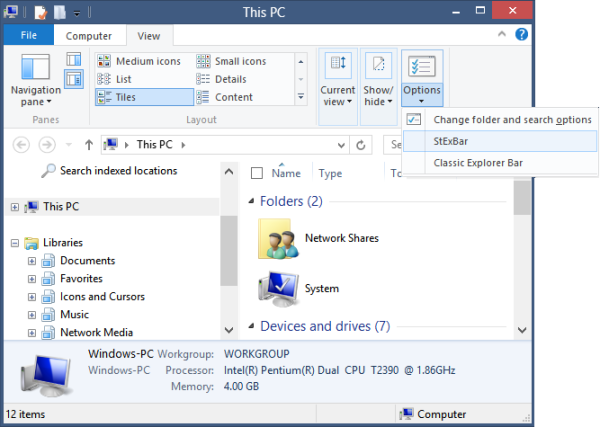 StExBar: Explorer addon to let you filter files, copy paths, copy file names, open command ...