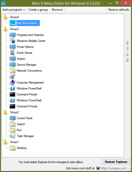 Power User Menu (Win+X) in Windows 10