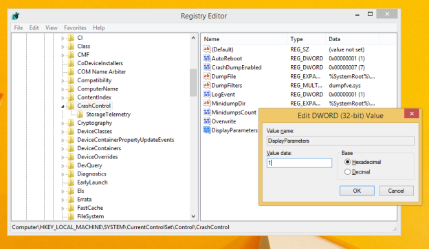 How to show BSOD details and disable sad smiley in Windows 8