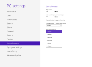 Change the notifications timeout in Windows 8 and Windows 8.1