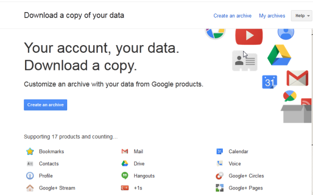 How to download all the data associated with your Google account