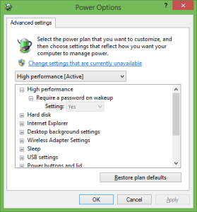 How to open advanced settings of a power plan directly in Windows 8.1