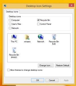 How to show classic desktop icons on Desktop in Windows 8.1