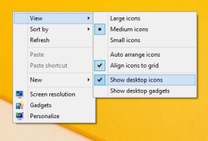 How to show classic desktop icons on Desktop in Windows 8.1