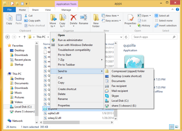 How to show the extended Send To menu in File Explorer