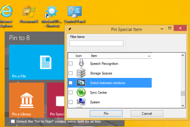 How to pin Switch between windows to the taskbar or the Start screen in ...