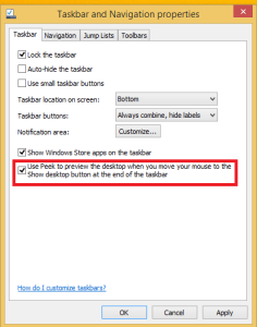 Here is how to enable the Aero Peek feature in Windows 8.1