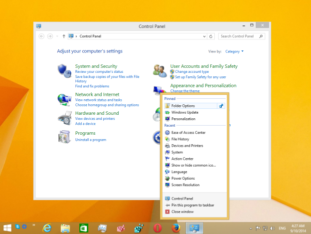 Tip: Pin Control Panel to the taskbar for fast access to recently used ...
