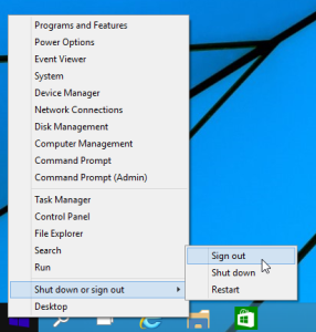 Where are the Sign out and Lock options in Windows 10?
