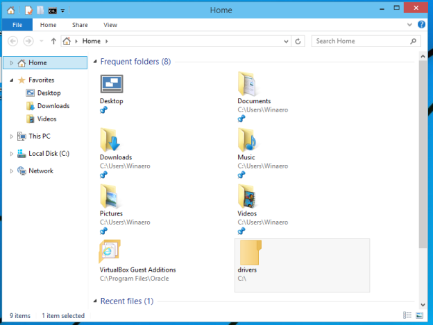 Pin any folder or disk drive to the Home location in Windows 10