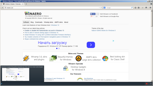 How to take a screenshot of the opened page in Firefox without using addons