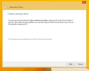 Recovery drive for Windows 8.1 and Windows 8