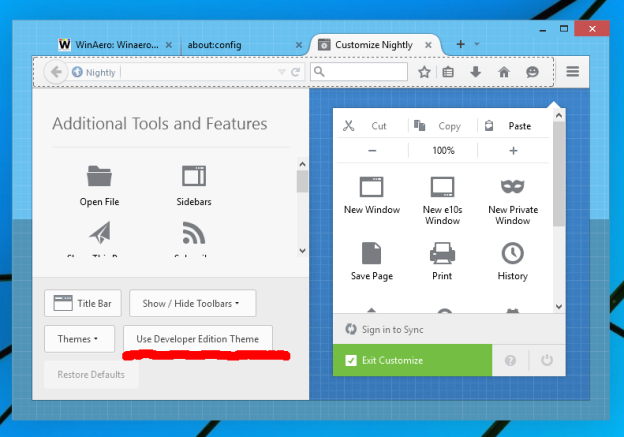 Switch between Dark and Light Themes in Firefox Nightly on the fly