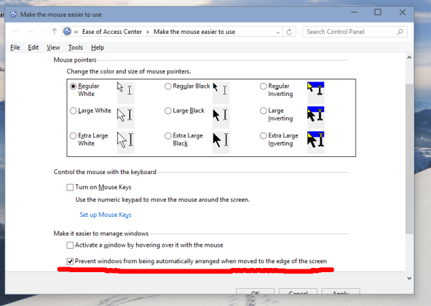 Disable the Aero Snap feature in Windows 10