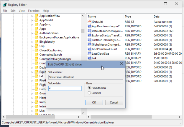 Show drive letters before drive names in This PC and Computer