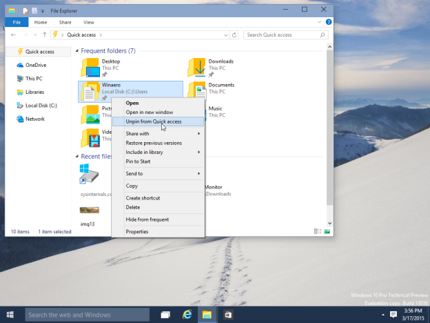 Pin any folder or location to Quick Access in Windows 10