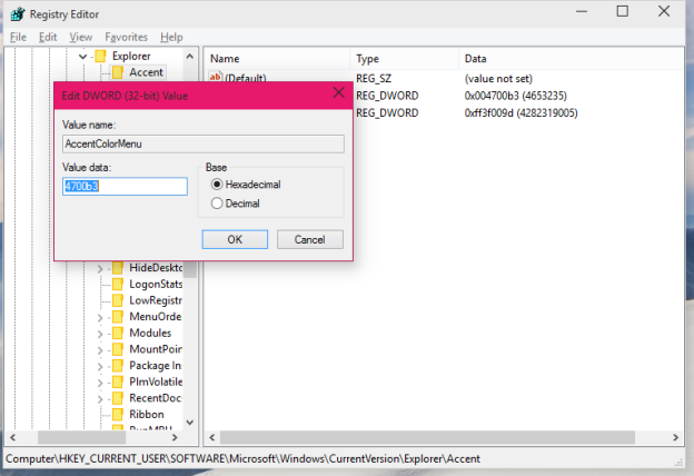 Windows 10 allows setting different colors for windows and taskbar