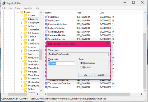 Windows 10 allows setting different colors for windows and taskbar