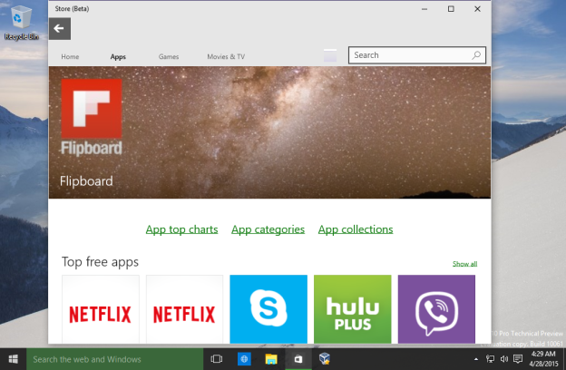 Windows 10 features blue Store (beta) app
