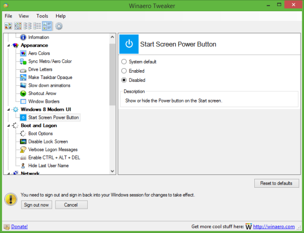 How to add the power button to the Start screen on tablets