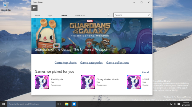Windows 10 features blue Store (beta) app