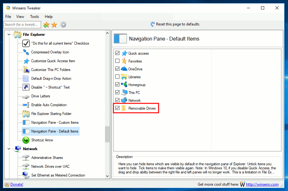 Hide Removable Drives From Navigation Pane in Windows 10