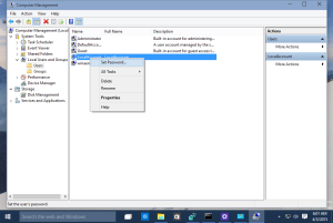 How to change the user password in Windows 10