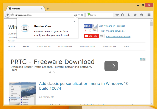 How to disable Reader View in Firefox