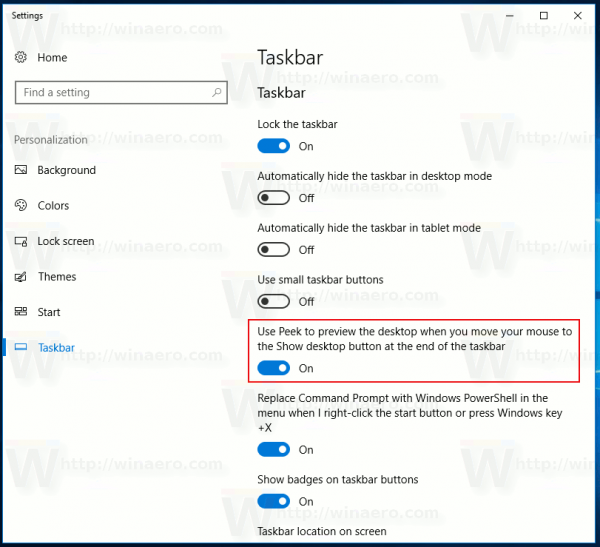 How to enable Aero Peek in Windows 10