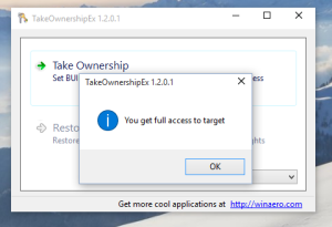 Take ownership of files and get full access in Windows 10