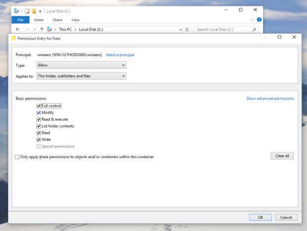 Take ownership of files and get full access in Windows 10